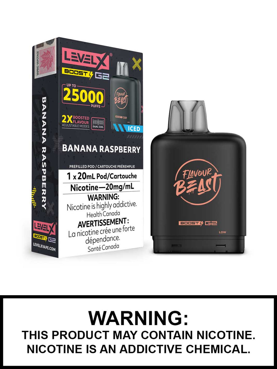 Banana Raspberry Iced Flavour Beast Level X Boost G2 Pods, 20mL