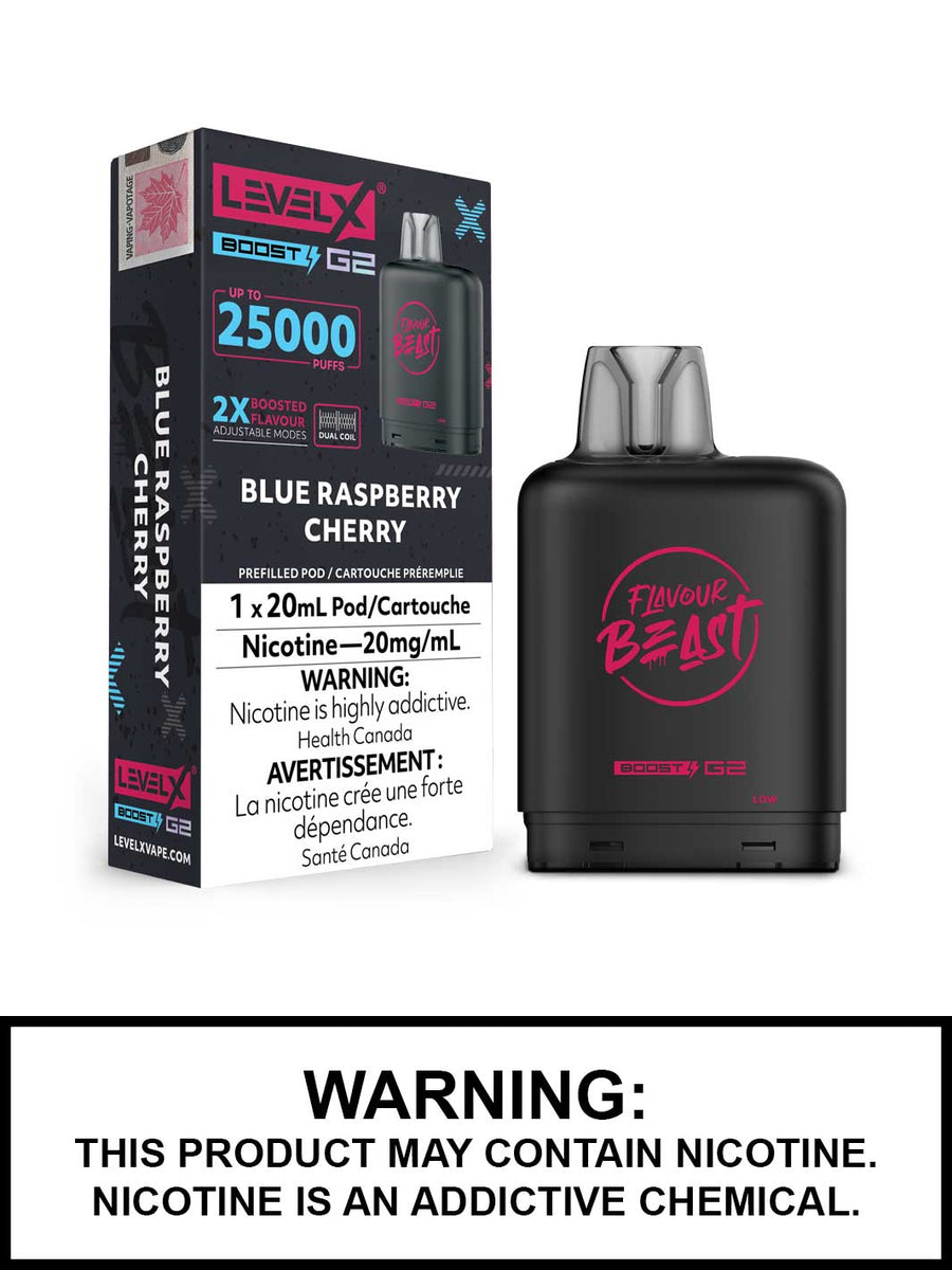 Blue Raspberry Cherry Flavour Beast Level X Boost G2 Pods, 20mL
