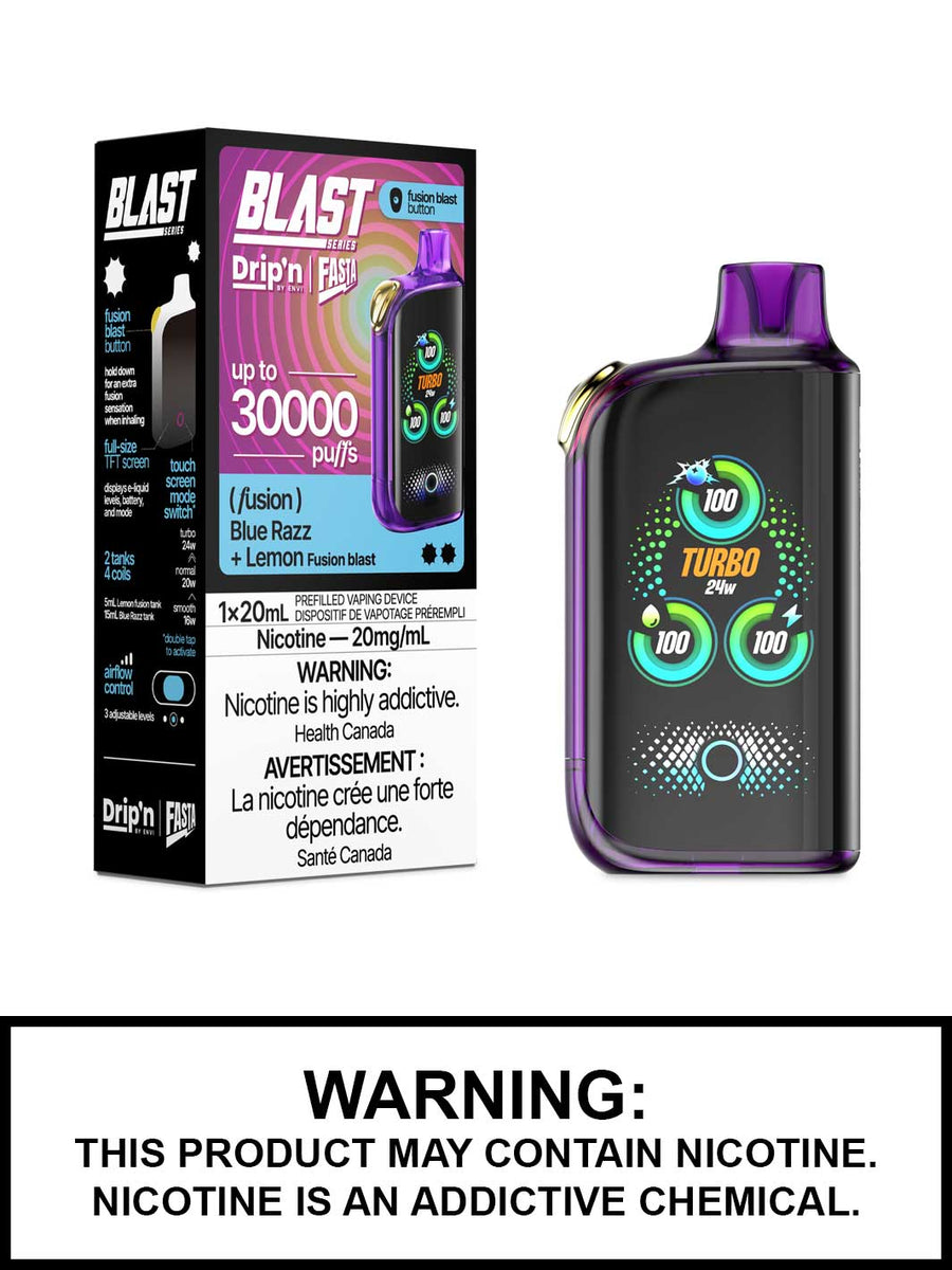 Blue Razz & Lemon Dripn Blast Fusion Disposable Vape, 30K Puffs – Vape360