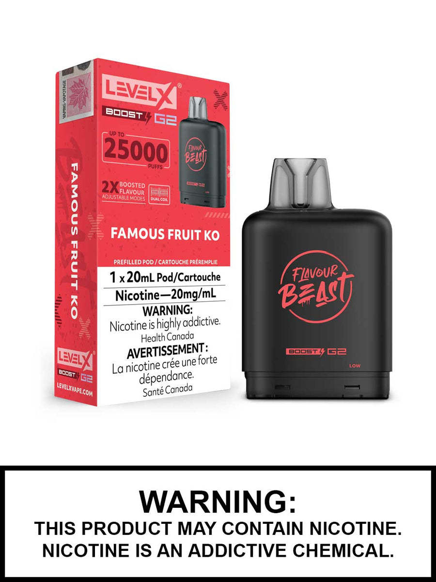 Famous Fruit KO Flavour Beast Level X Boost G2 Pods, 20mL – Vape360