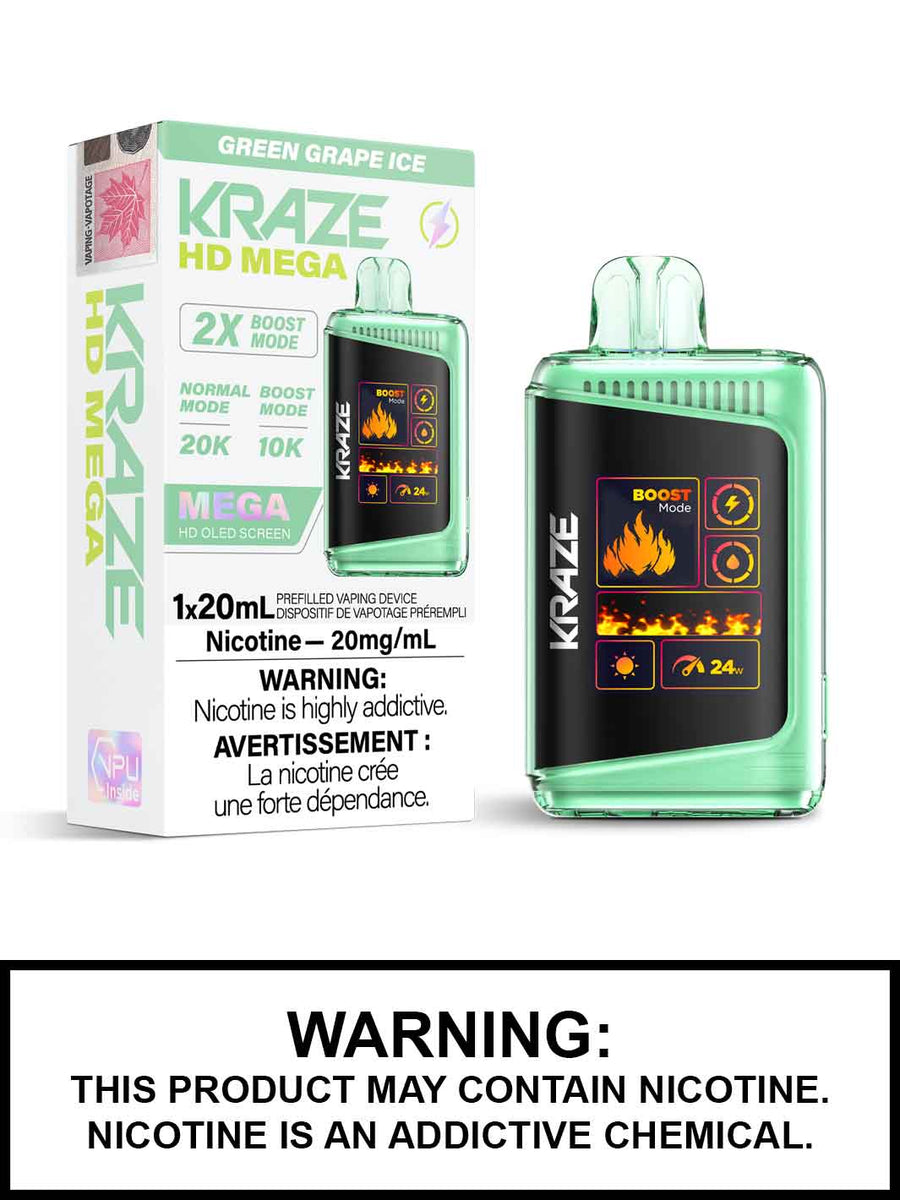 Green Grape Ice Kraze HD Mega Disposable Vape, 20000 Puffs – Vape360