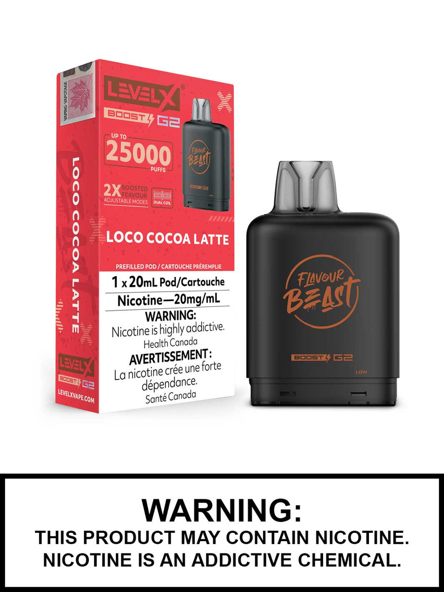 Loco Cocoa Latte Flavour Beast Level X Boost G2 Pods, 20mL – Vape360
