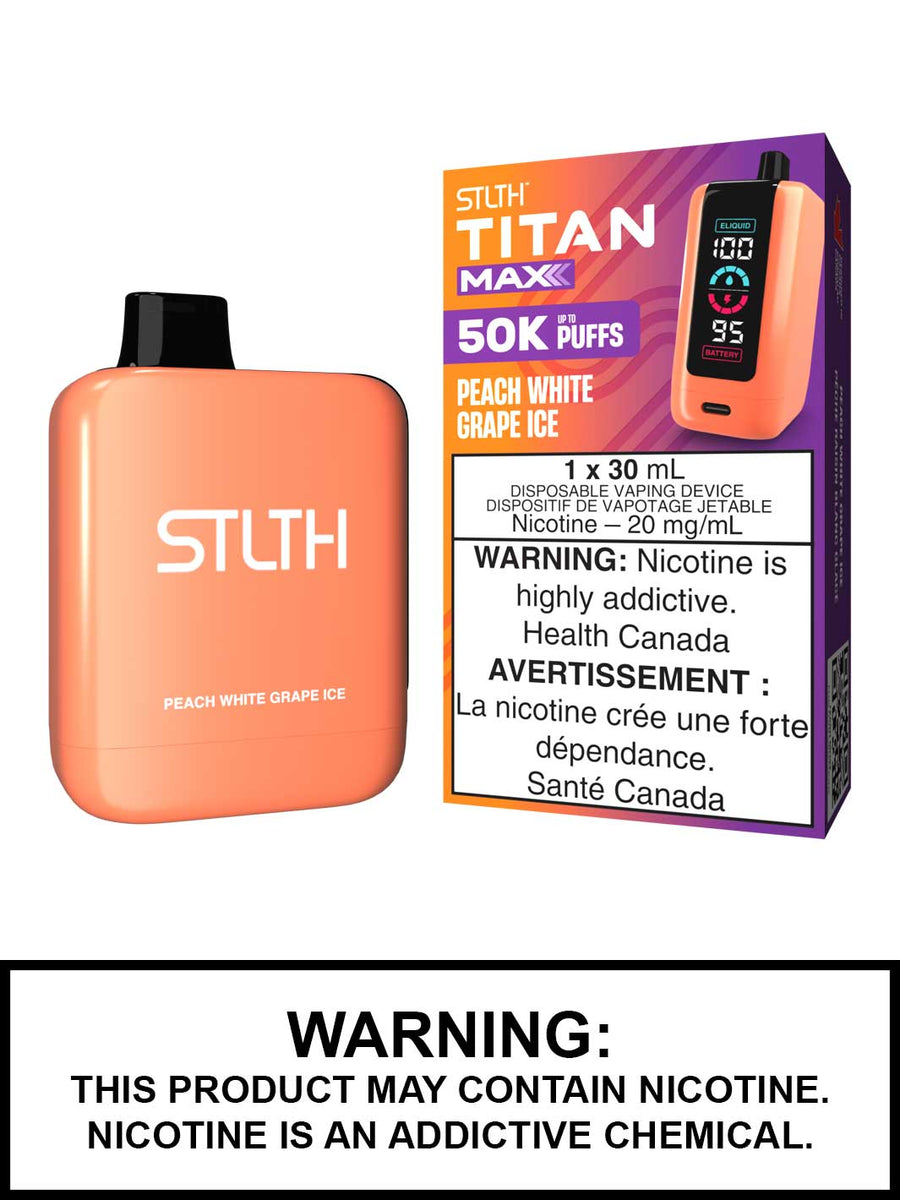 Peach White Grape Ice STLTH Titan Max Disposable Vape, 50K Puffs