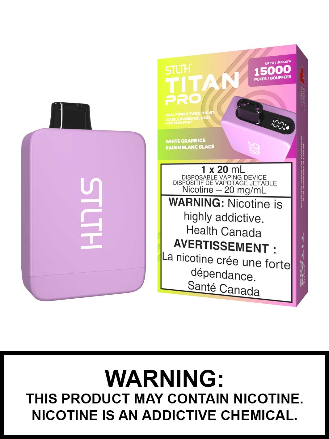 Vape jetable STLTH Titan Pro, 15 000 bouffées – Vape360